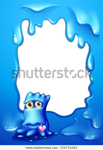 Illustration Border Design Blue Monster Heart Stock Vector (Royalty ...