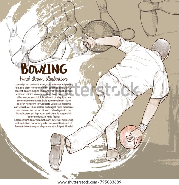 illustration of bowling players. drawing vector on background design