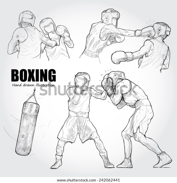 Illustration Boxing Hand Drawn Stock Vector (Royalty Free) 242062441 ...