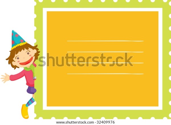 Illustration Boy Behind Stamp Stock Vector (Royalty Free) 32409976