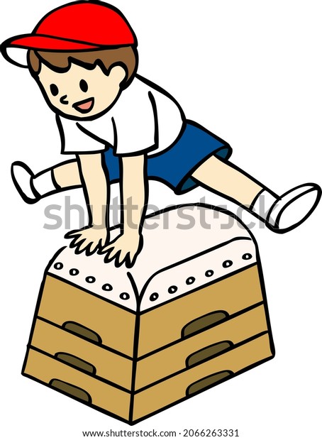 Illustration Boy Jump Over Vaulting Horse Stock Vector (Royalty Free ...