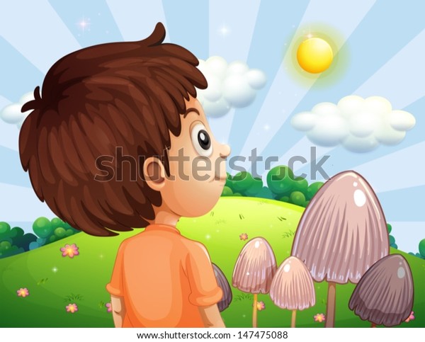 Illustration Boy Looking Sun Stock Vector (Royalty Free) 147475088 ...