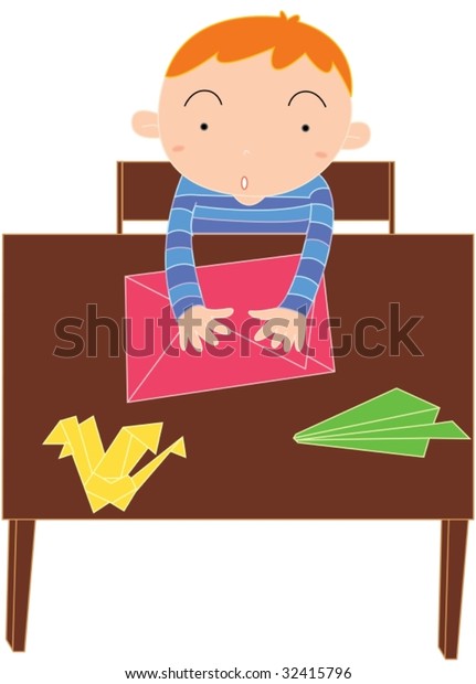 Illustration Boy Making Craft Stock Vector (Royalty Free) 32415796 ...