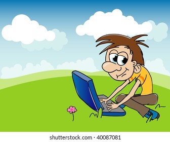 Vector Cartoonstyle Illustration Bigfoot On Blue Stock Vector (Royalty ...