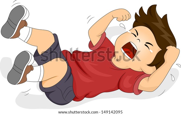 Illustration Boy Rolling On Floor While Stock Vector (Royalty Free ...