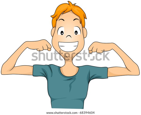 Illustration Boy Showing His Lean Arms Stock Vector (Royalty Free ...
