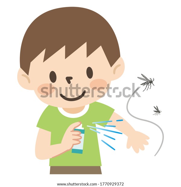 Illustration Boy Spraying Insect Repellent 库存矢量图（免版税）1770929372