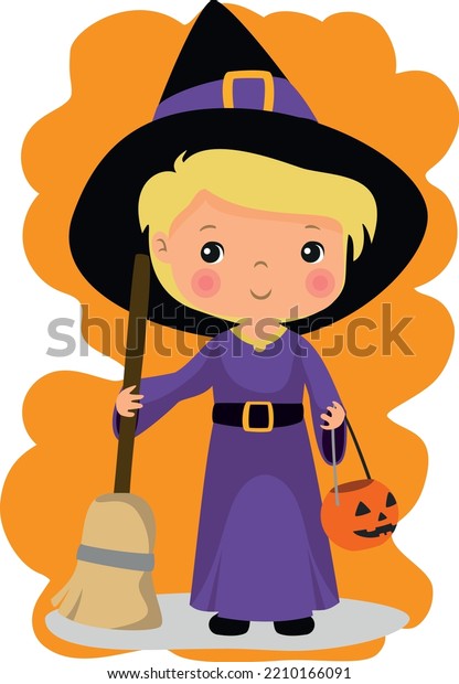 Illustration Boy Witch Costume Boy Dressed Stock Vector (Royalty Free ...