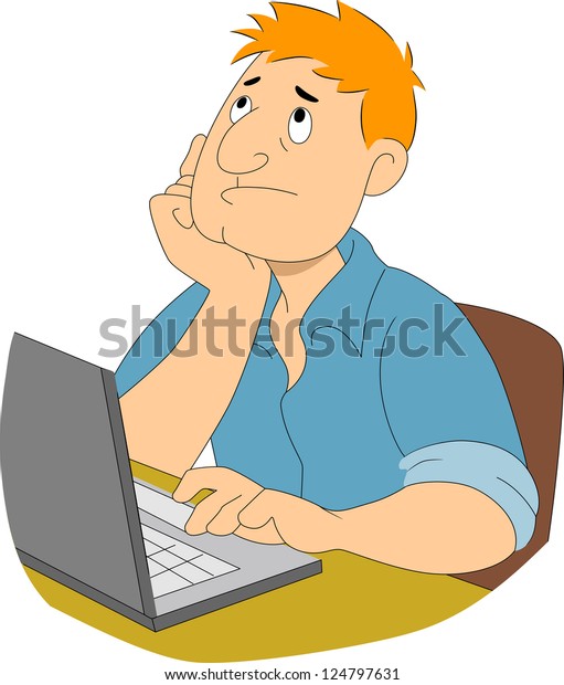 Illustration Boy Writer Thinking Hands On Stock Vector (Royalty Free ...