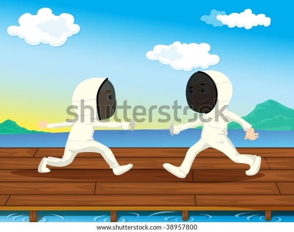 Illustration Boys Playing Sword Stock Vector (Royalty Free) 38957800 ...