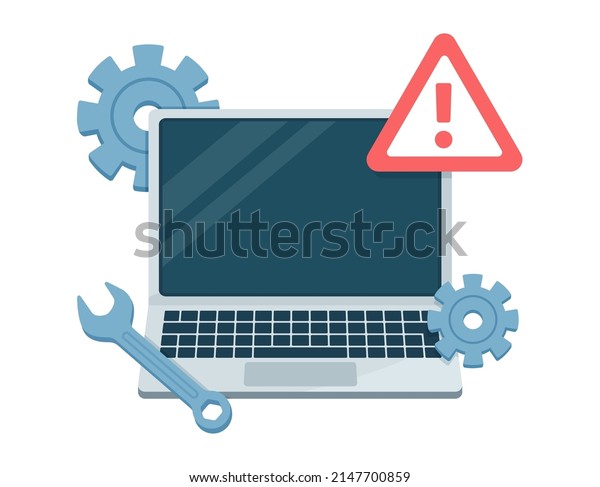 깨진 노트북의 그림 오류 경고입니다 손상되거나 스톡 벡터 로열티 프리 2147700859 Shutterstock