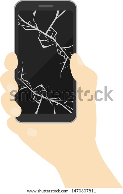 Illustration Broken Smartphone Liquid Crystal Stock Vector (Royalty ...