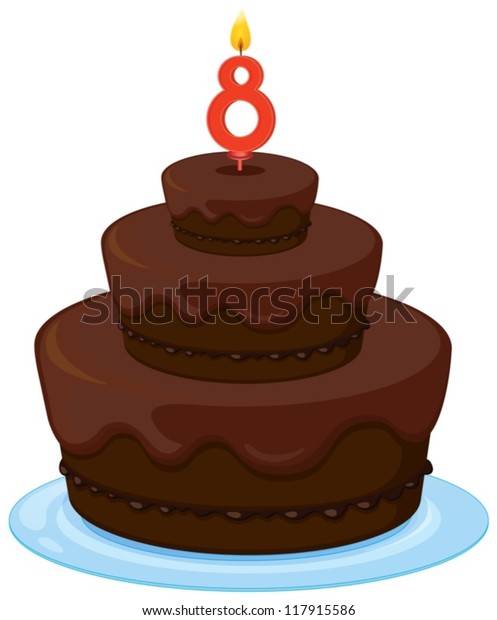 Illustration Brown Birthday Cake On White Stock Vector (Royalty Free ...