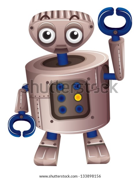 Illustration Brown Robot On White Background Stock Vector (Royalty Free ...