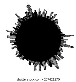 Illustration Building Around World Stock Vector (Royalty Free ...