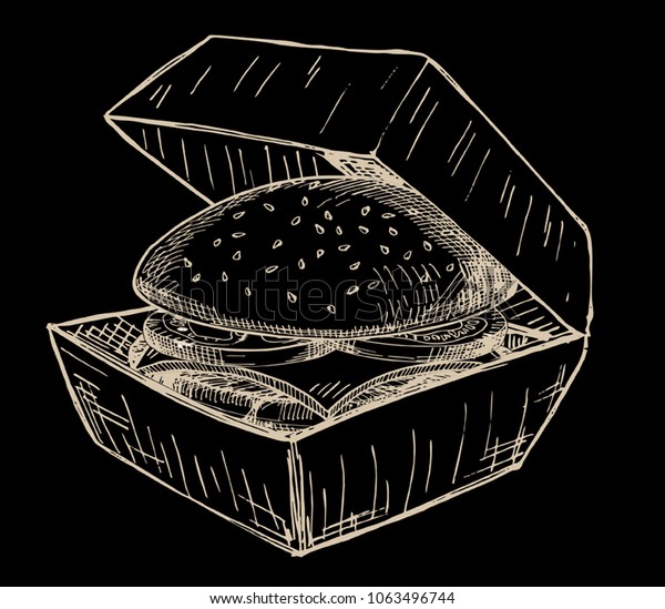 Illustration Burger Burger Box Vector Image Stock Vector (Royalty Free ...