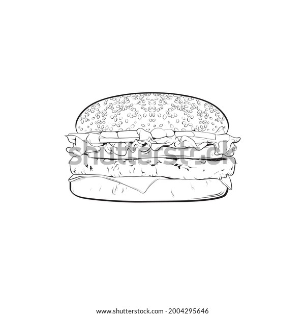 Illustration Burger Sketch Hand Drawn Vector Stock Vector (Royalty Free ...