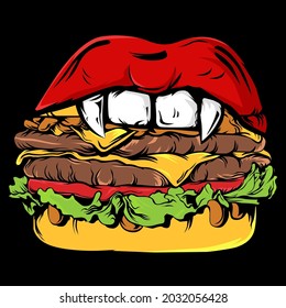 Illustration Burger Tooth Design Stock Vector (Royalty Free) 2032056428 ...