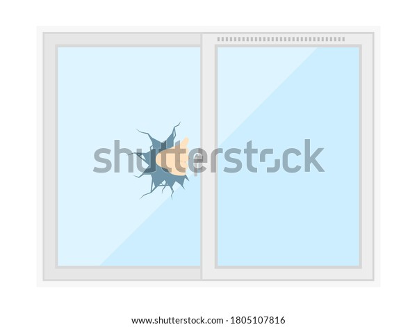 Illustration Burglary Breaking Through Window Glass Stock Vector ...