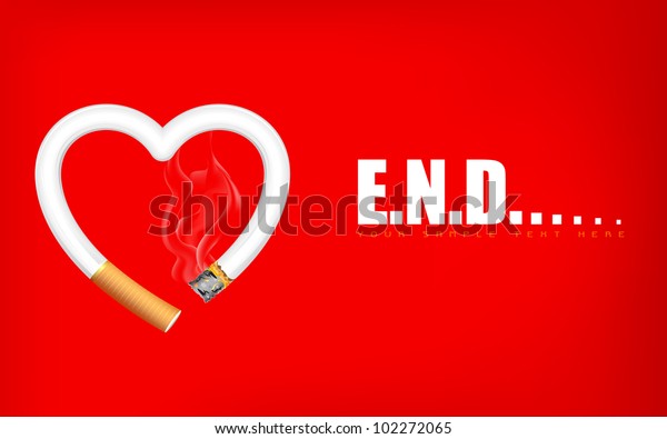 Illustration Burning Heart Shape Cigarette Showing Stock Vector ...