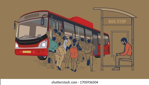 Illustration Bus Panic Passenger Stock Vector (Royalty Free) 1705936504 ...