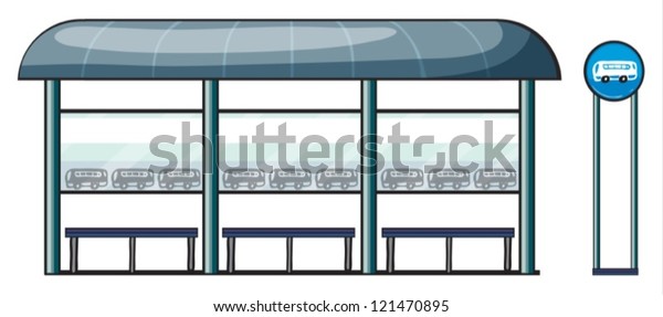 Illustration Bus Stop On White Background Stock Vector (Royalty Free ...