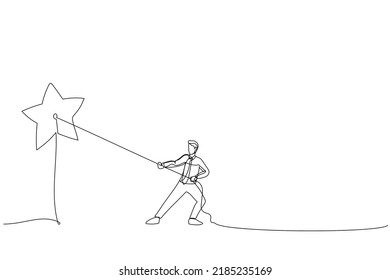 Illustration Businessman Pulling Star Working Achievement Stock Vector ...