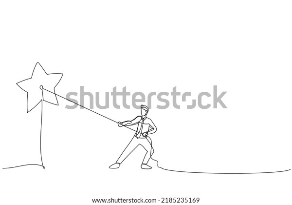 Illustration Businessman Pulling Star Working Achievement: เวกเตอร์ ...