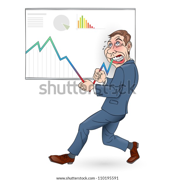 Illustration Businessman Pushing Graph Color Stock Vector (Royalty Free ...