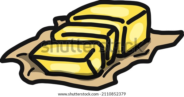Illustration Butter Drawn Sliced Stock Vector (Royalty Free) 2110852379 ...