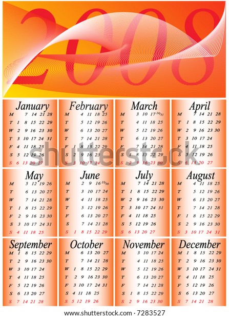 Illustration Calendar 2008 Year Stock Vector (Royalty Free) 7283527 ...
