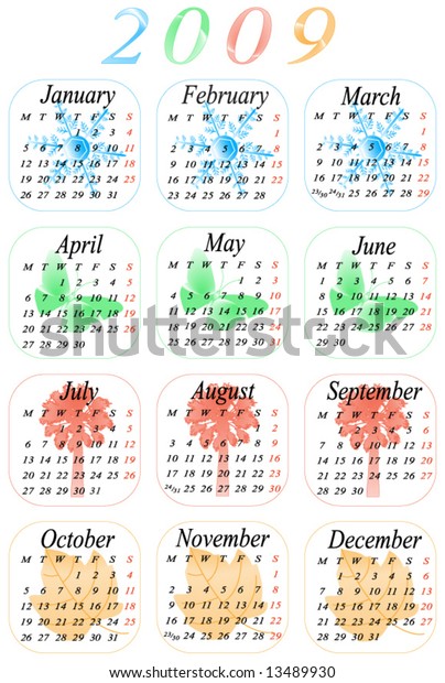 Illustration Calendar 2009 Year Stock Vector (Royalty Free) 13489930