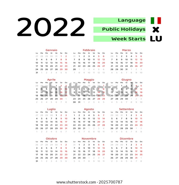 Illustration Calendar Design Year 2002 Italian Stock Vector (Royalty ...