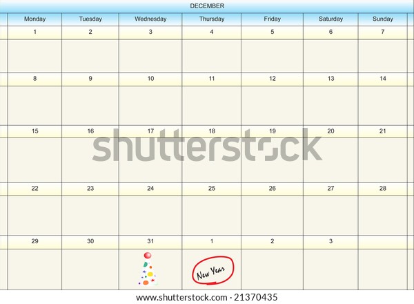 Illustration Calendar Showing December Stock Vector (Royalty Free ...