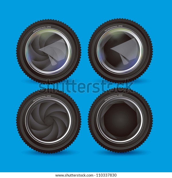 Illustration Camera Lens Isolated Over Blue Stock Vector (Royalty Free ...