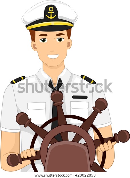 Illustration Captain Behind Wheel: เวกเตอร์สต็อก (ปลอดค่าลิขสิทธิ์ ...