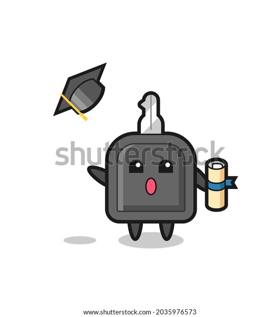 Illustration Car Key Cartoon Throwing Hat Stock Vector (Royalty Free ...
