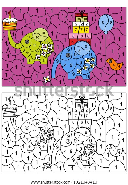 Illustration Card Children Study Numbers Paint Stock Vector (Royalty ...