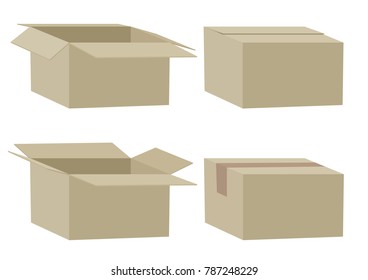 Cardboard Open Box Side View Package Stock Vector (Royalty Free ...
