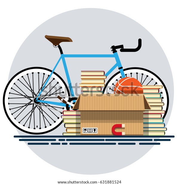 Illustration Cardboard Box Old Things Flat Stock Vector (Royalty Free ...