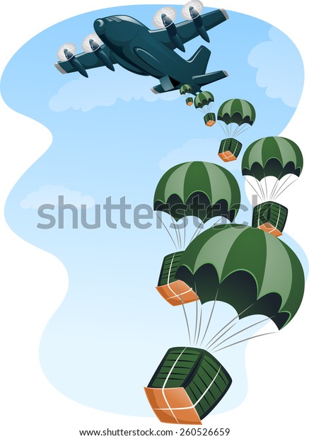 Ilustración de suministros de descarga aérea: vector de stock (libre de ...