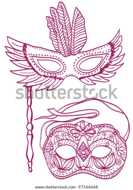 Illustration Carnival Masks Vector Drawing Stock Vector (Royalty Free ...