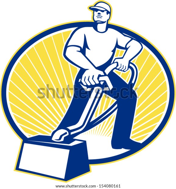 Illustration Carpet Cleaner Worker Vacuuming Vacuum Stock Vector ...