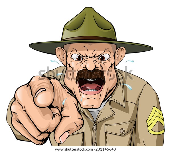 Illustration Cartoon Angry Boot Camp Drill Stock Vector (Royalty Free ...