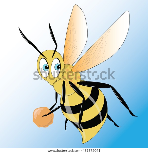 Illustration Cartoon Bee Flying Pollen Pellet Stock Vector (Royalty ...