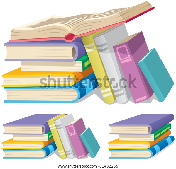 Illustration Cartoon Book Pile 3 Different Stock Vector (Royalty Free) 81432256