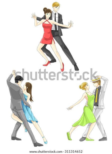 Illustration Cartoon Characters Icon Set Dancing Stock Vector (Royalty ...
