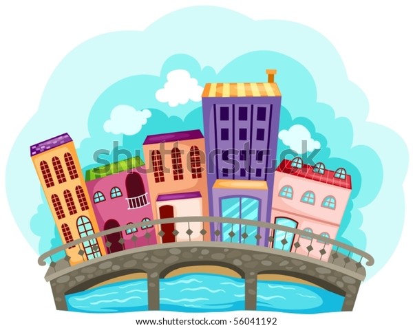 Illustration Cartoon Cityscape Stock Vector (Royalty Free) 56041192 ...