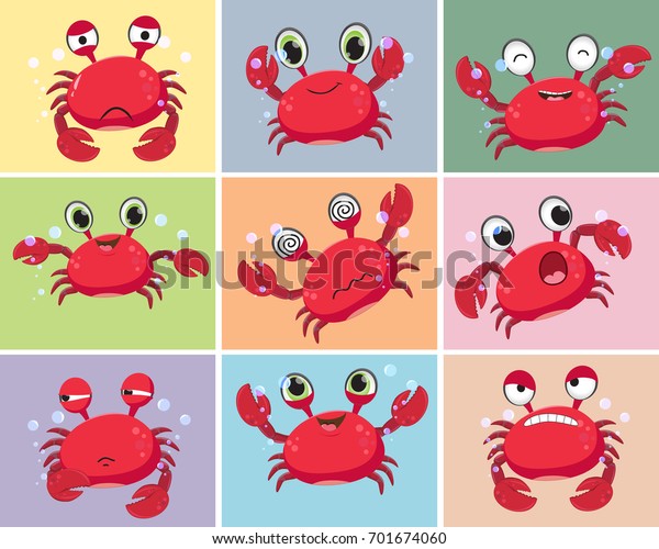 Illustration Cartoon Crab Collection Set Stock Vector (Royalty Free ...