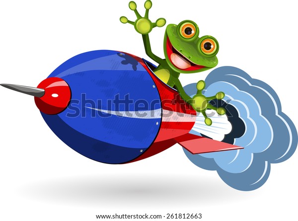 Illustration Cartoon Frog On Rocket Stock Vector (Royalty Free ...